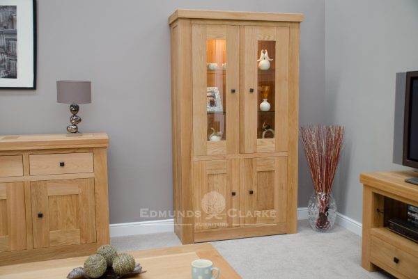 Melford Deluxe Solid Oak Corner Display Unit | Edmunds & Clarke Ltd