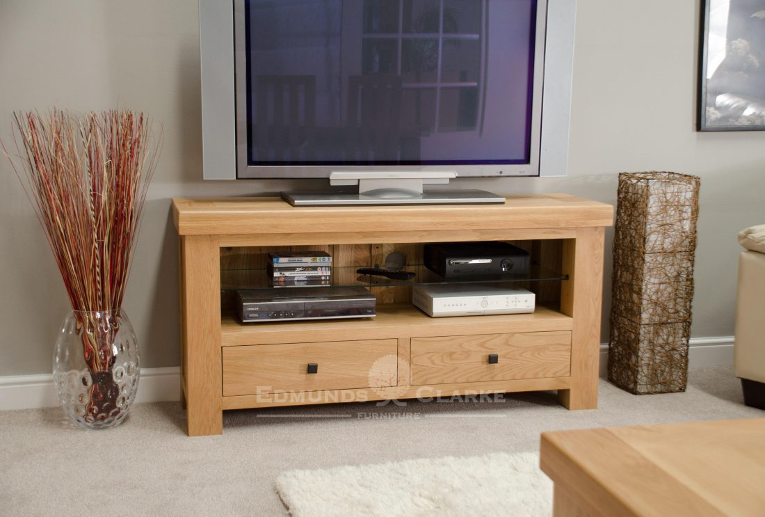 Z Designer Solid Oak TV Unit - Edmunds and Clarke Furniture