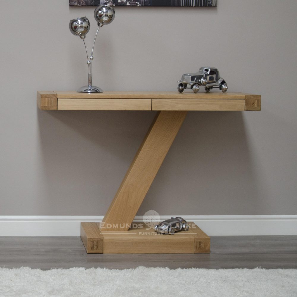 Z Designer Solid Oak Hall Table - Edmunds and Clarke Furniture