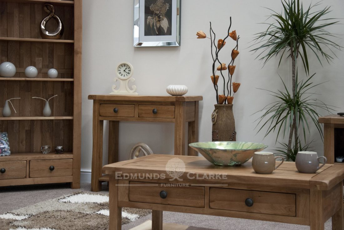 Lavenham Solid Rustic Oak Hall Table | Edmunds & Clarke Furniture Ltd