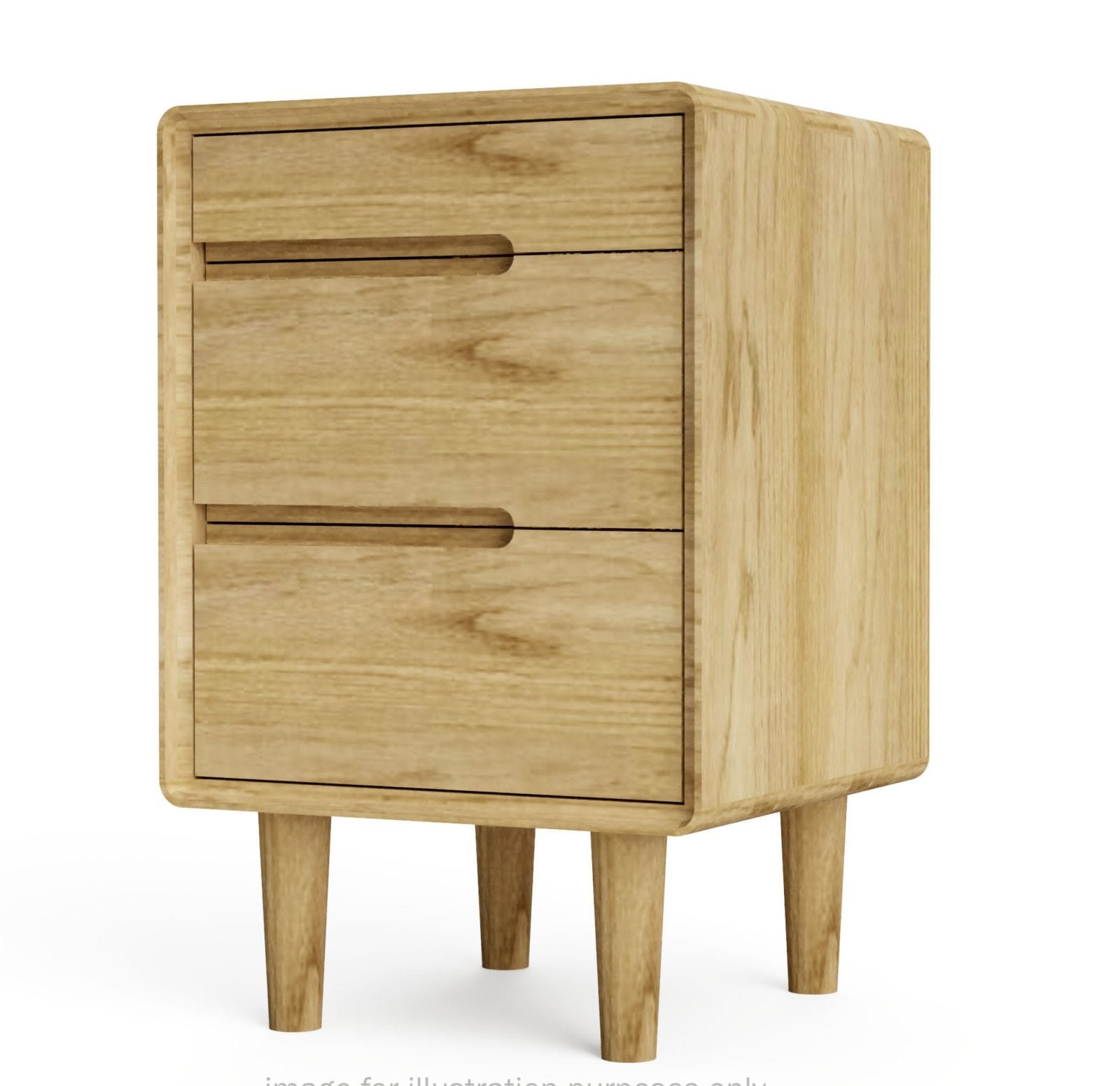 Scandic Oak 3 Drawer Bedside - Edmunds and Clarke Furniture